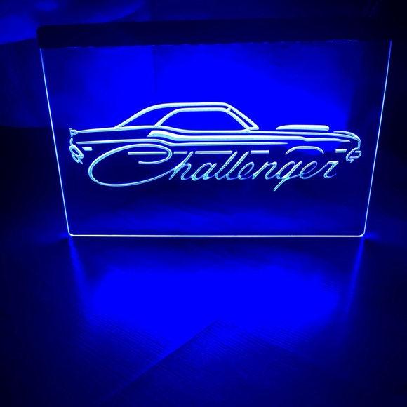 Other | Dodge Challenger Led Neon Blue Light Sign 8x12 | Poshmark